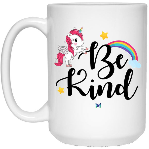 "Be Kind" Mug - With Unicorn / Alicorn & Colorful Rainbow!